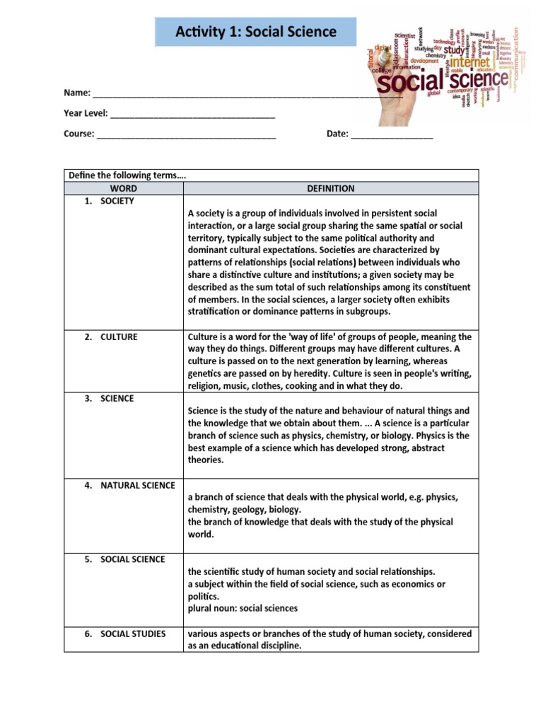 Activity 1 Social Science | PDF | Social Sciences | Science