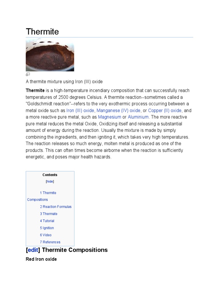 Thermite Composition and Ignition Guide | PDF | Chemical Compounds ...