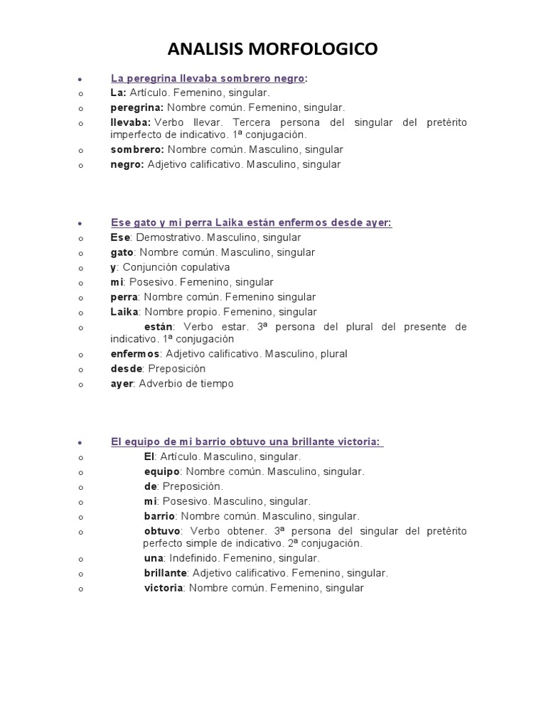 Analisis Morfologico - Ejercicios Resueltos | PDF | Artes del Lenguaje ...