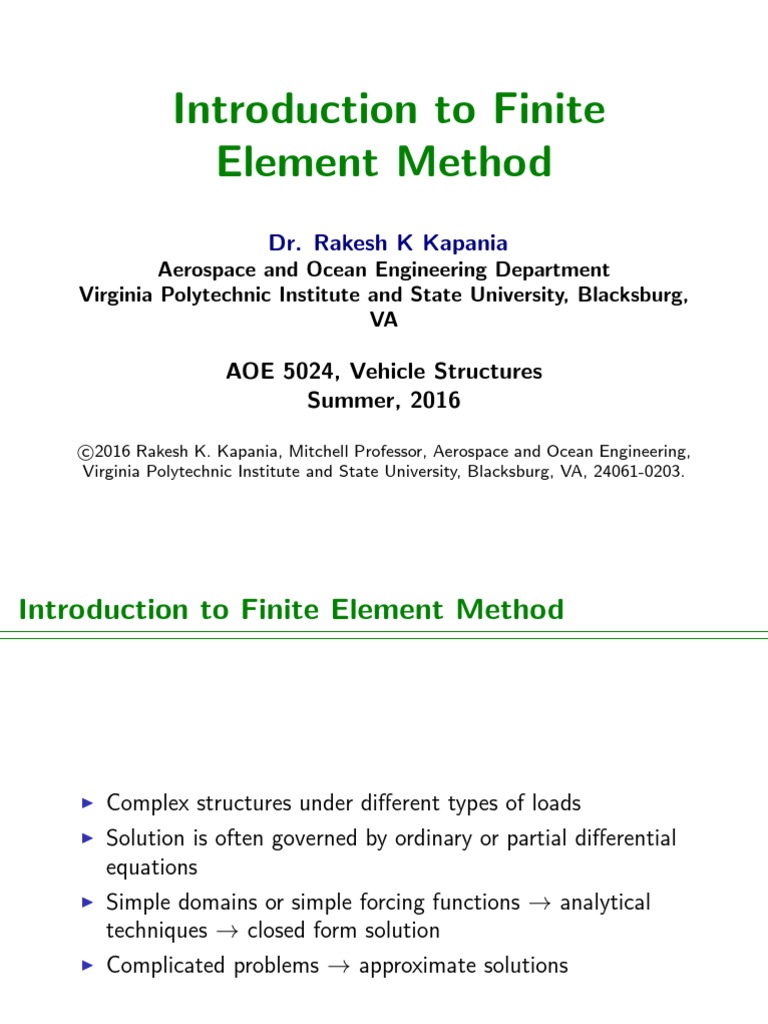 Introduction to Finite Element Method | PDF | Finite Element Method ...