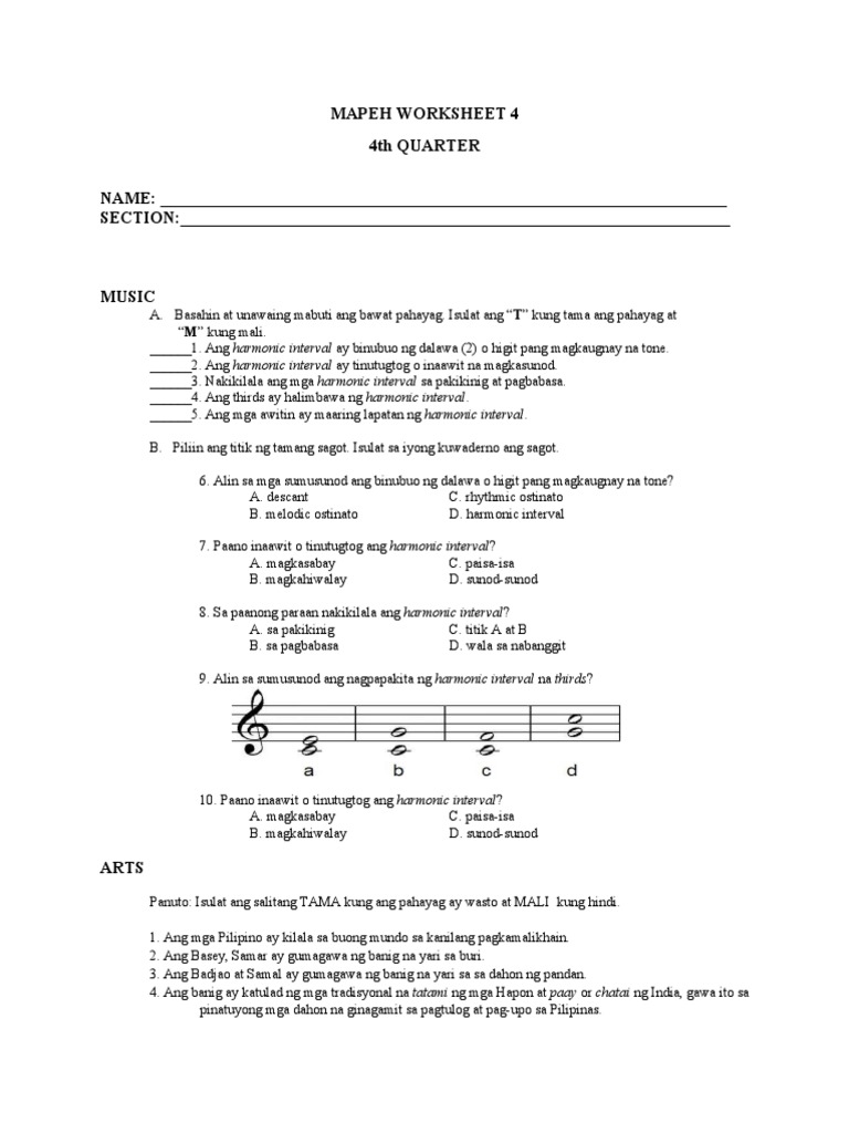Mapeh4 Q4 Worksheet 4 | PDF