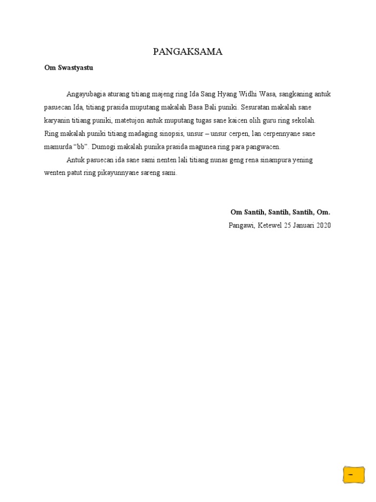 KATA PENGANTAR BAHASA BALI Hanita | PDF