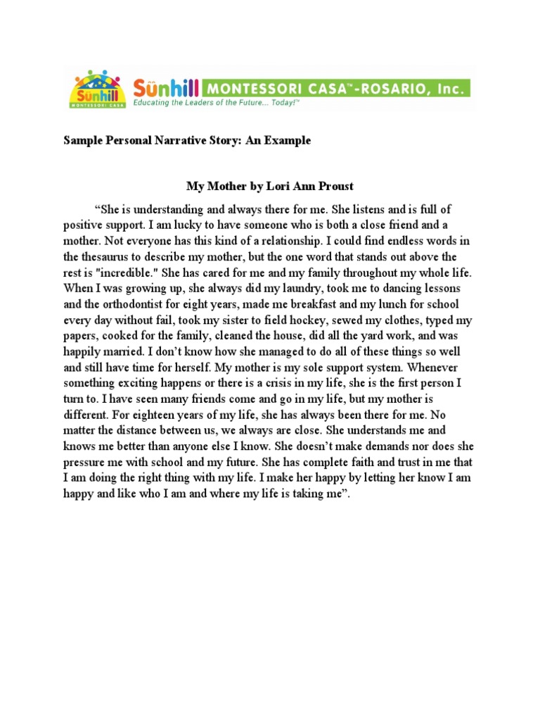Sample Personal Narrative Story | PDF | Social Science | Self-Improvement