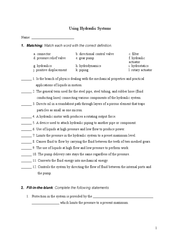 Using Hydraulic Systems-Comprehension | Download Free PDF | Pump ...