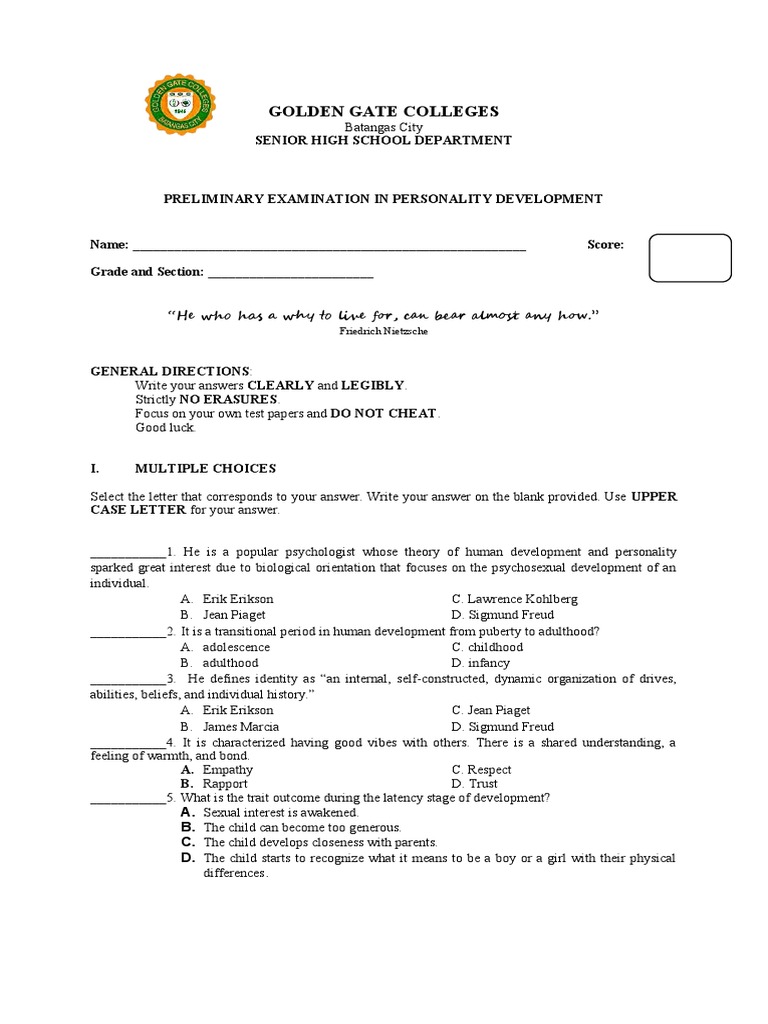 Perdev Prelims Shs | PDF | Developmental Psychology | Adolescence