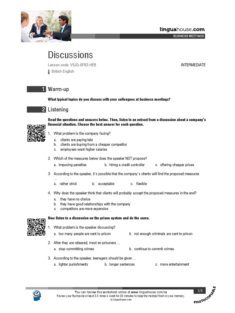 Business Meetings - ESL Lesson Plan | PDF | Crimes | Crime & Violence
