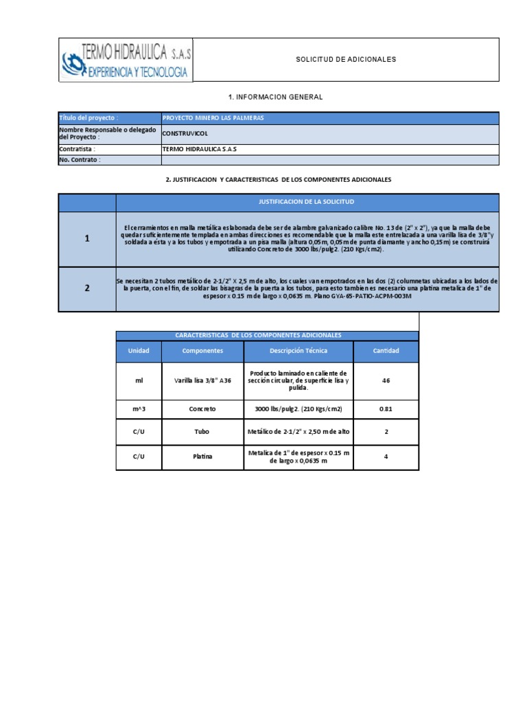 Solicitud de Adicionales | PDF