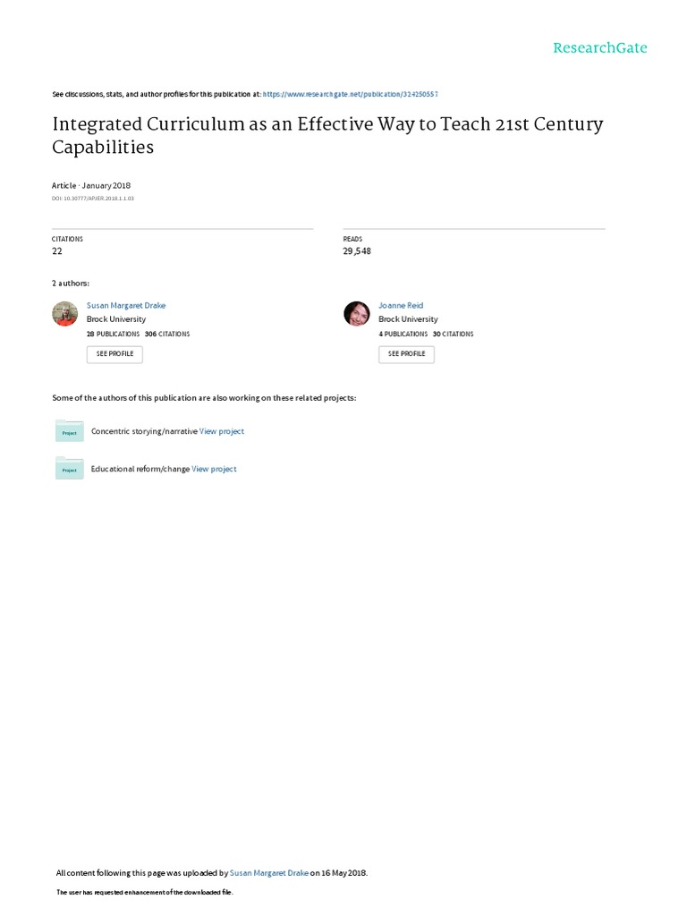 Drake Reid 2018 Integratedcurriculumasaneffectivewaytoteach C21 Skills ...