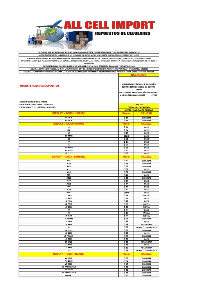 All Cell Lista Actualizada 04 de Febrero | PDF | Videotelefonía ...