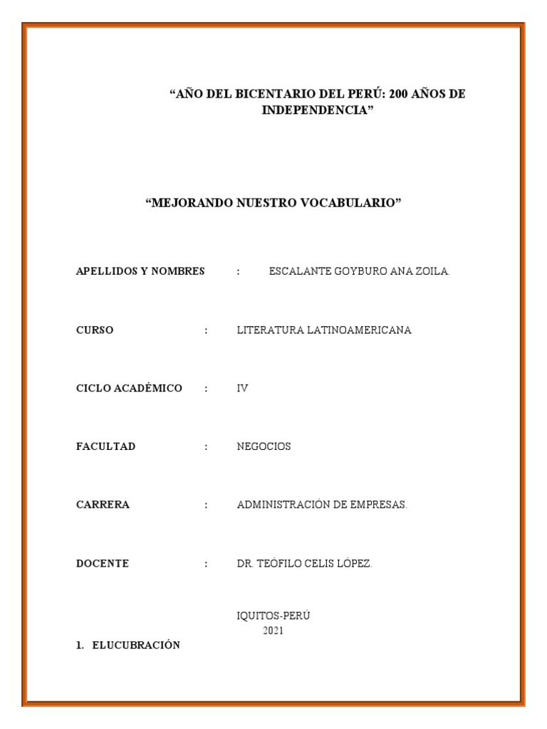 Vocabulario - Literatura | PDF | Narcisismo | Razonamiento inductivo