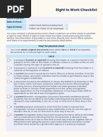 Right To Work Checklist | PDF | Passport | Official Documents