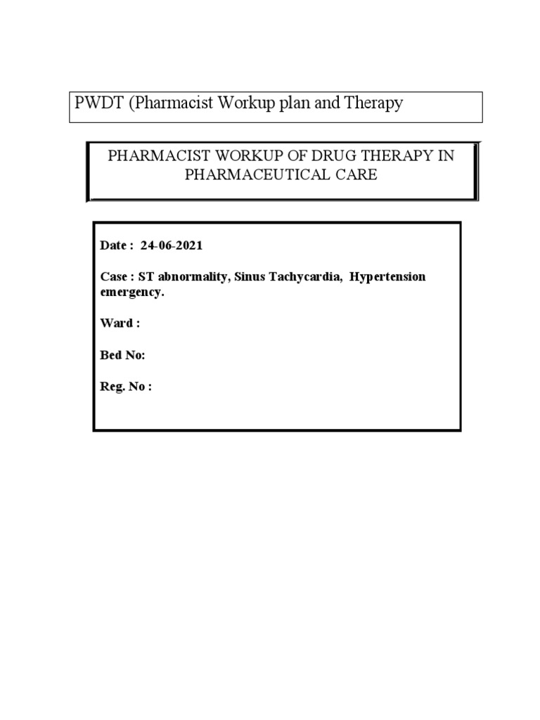 PWDT (Pharmacist Workup Plan and Therapy | PDF | Health Care | Health ...
