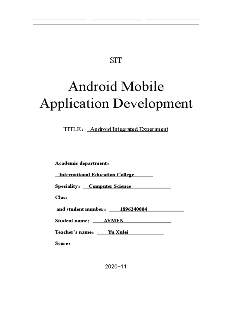 Android Mobile Application Development Title Android Integrated Experiment Pdf Android