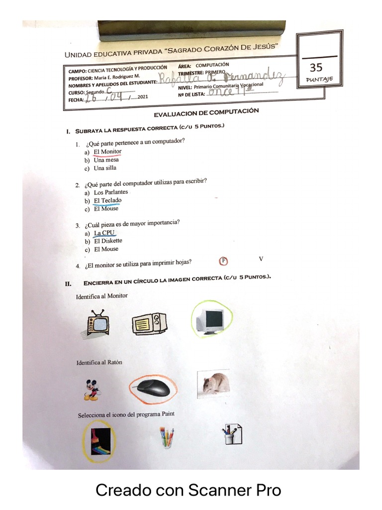 Primer Examen Compu 26 Abril | PDF