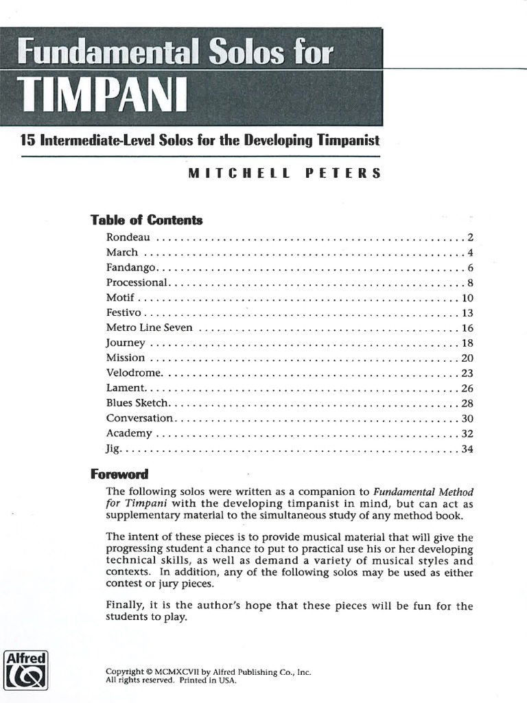 M. Peters - Fundamental Solos For Timpani | PDF | Musical Forms ...