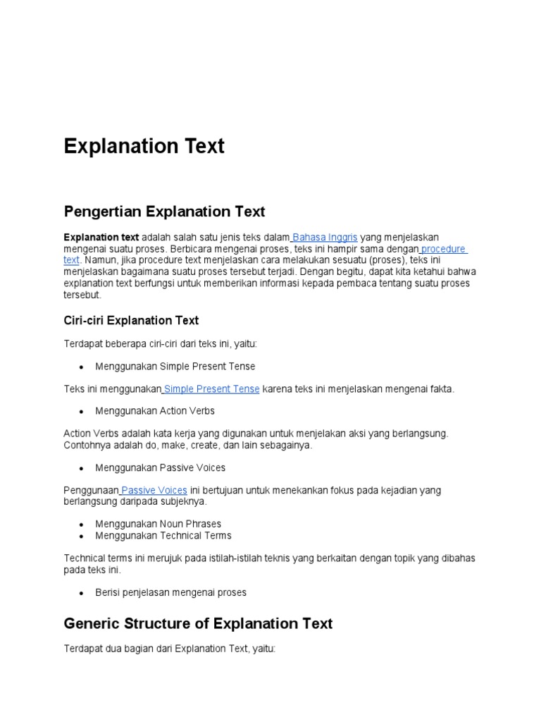 Contoh dan Struktur Explanation Text | PDF | Seni & Disiplin Bahasa ...