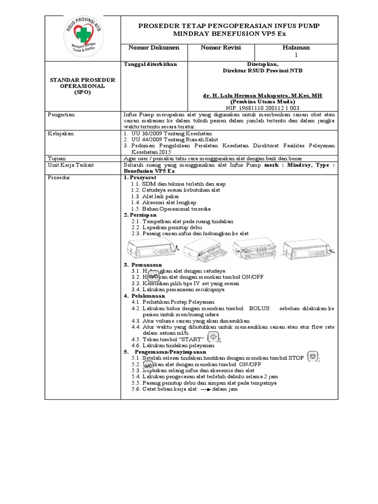 SOP Pengoperasian Infus Pump 2021 | PDF
