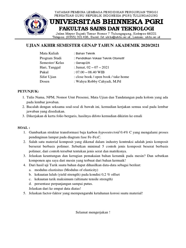 Uas Bahan Teknik | PDF