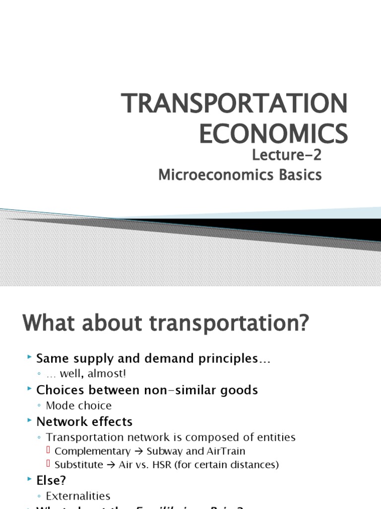 Transportation Economics | PDF | Elasticity (Economics) | Demand