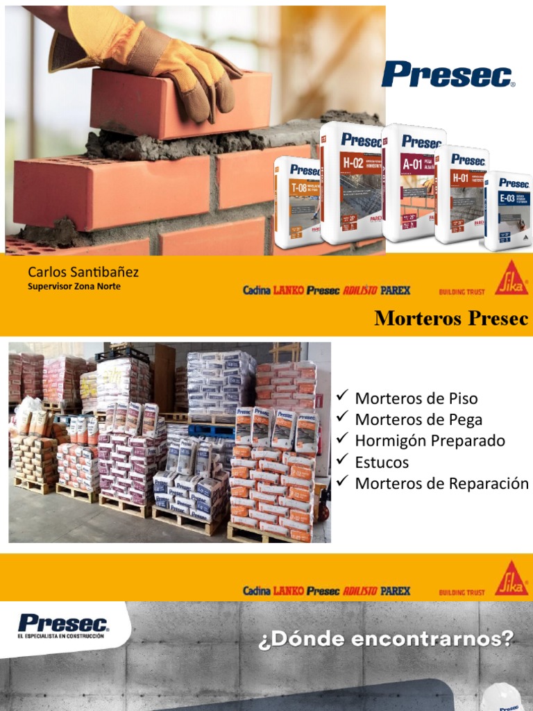 Morteros y Hormigón Presec: Rendimiento y Usos | PDF | Hormigón | Cemento