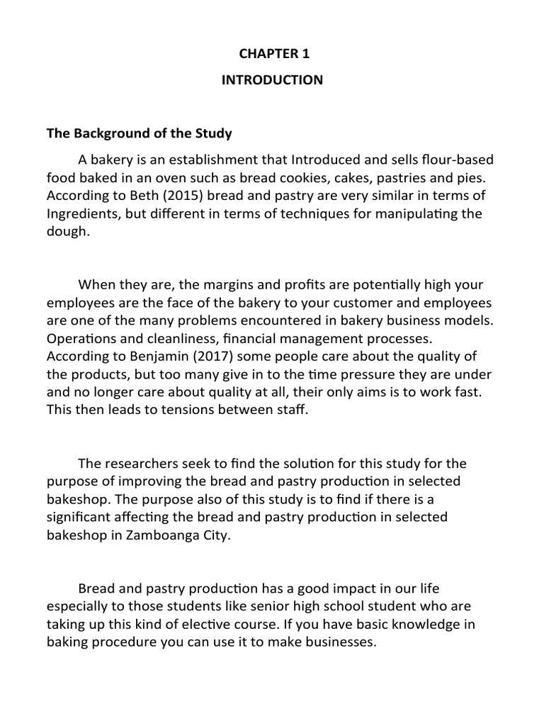Chapter 1-3 Research Proposal | PDF | Survey Methodology | Bakery