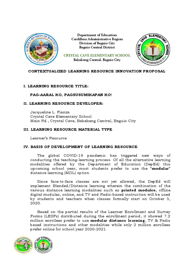 Sample Innovation Proposal and Innovation Report LR | PDF | Distance ...