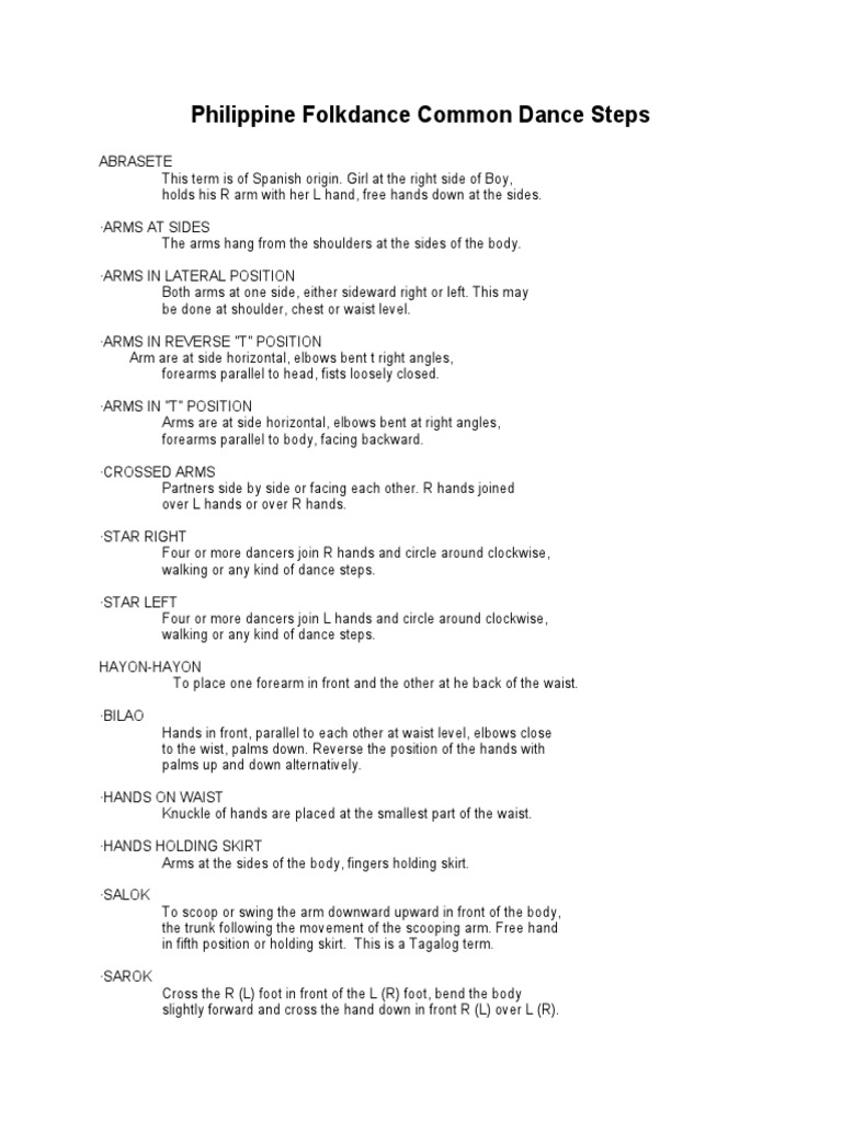 Midterm Lesson 2 - Common Term and Basic Steps in Folkdance | PDF | Foot | Hand
