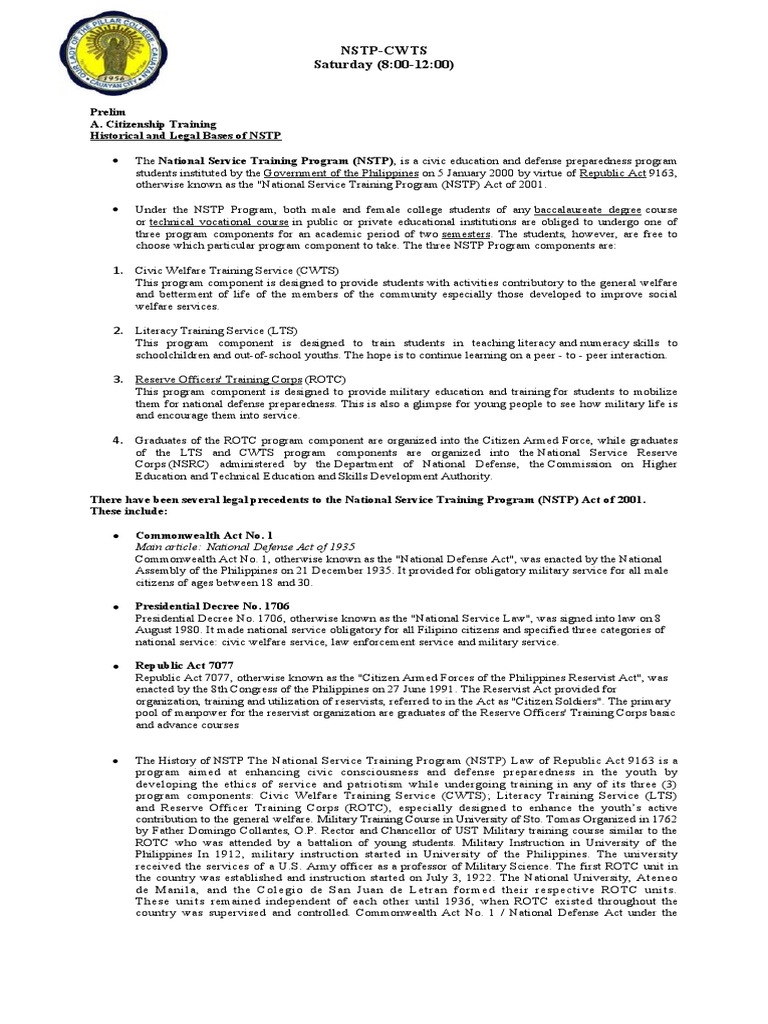 NSTP CWTS Module | PDF | Flag | Government