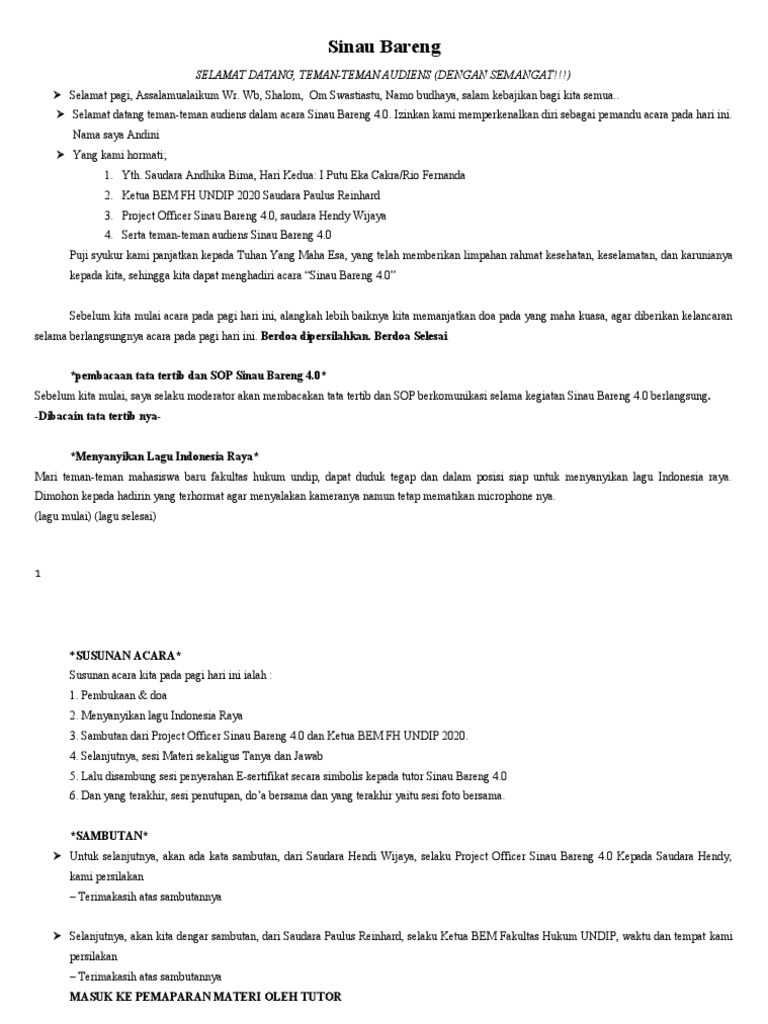 Protokeler MC Sinau Bareng | PDF