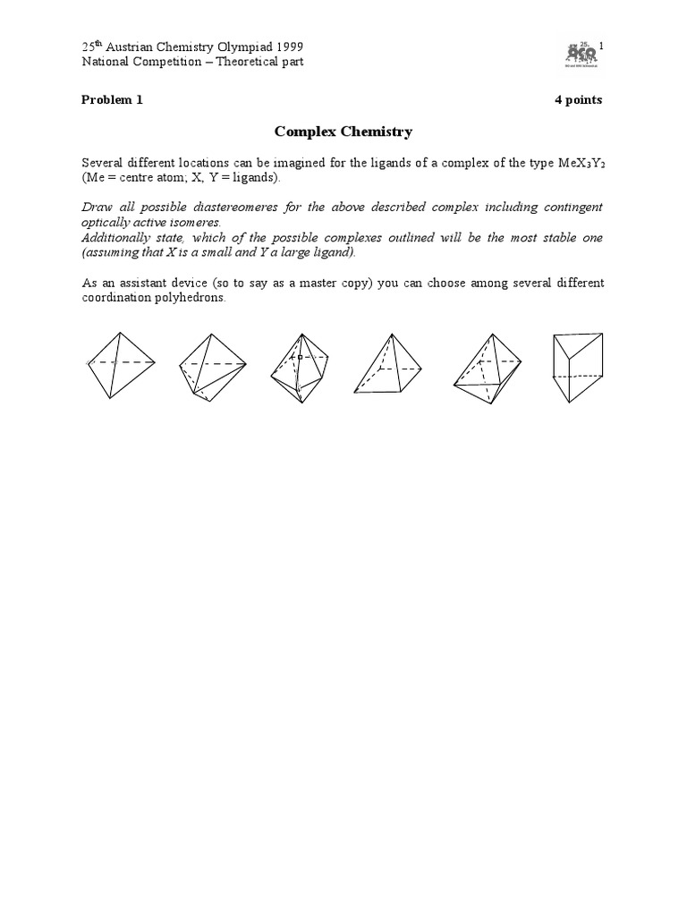 Complex Chemistry: Problem 1 4 Points | PDF | Amino Acid | Coordination ...