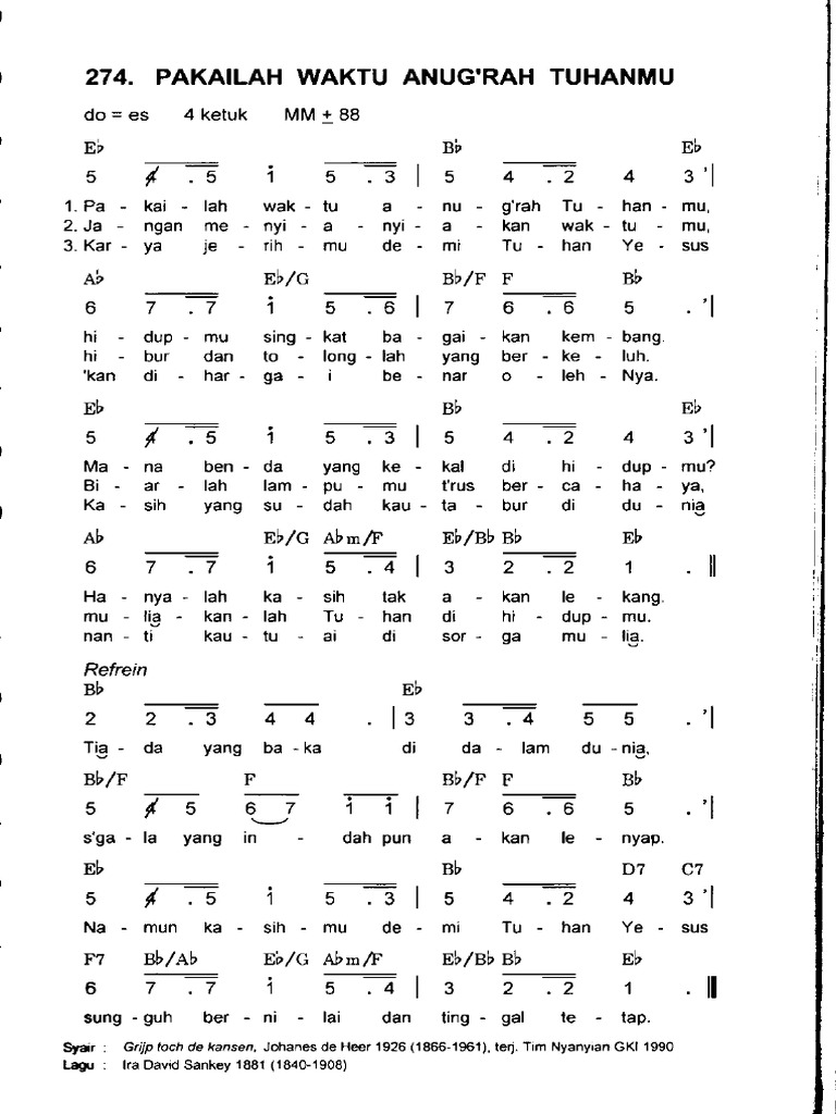PKJ 274 - Pakailah Waktu Anugerah Tuhanmu | PDF