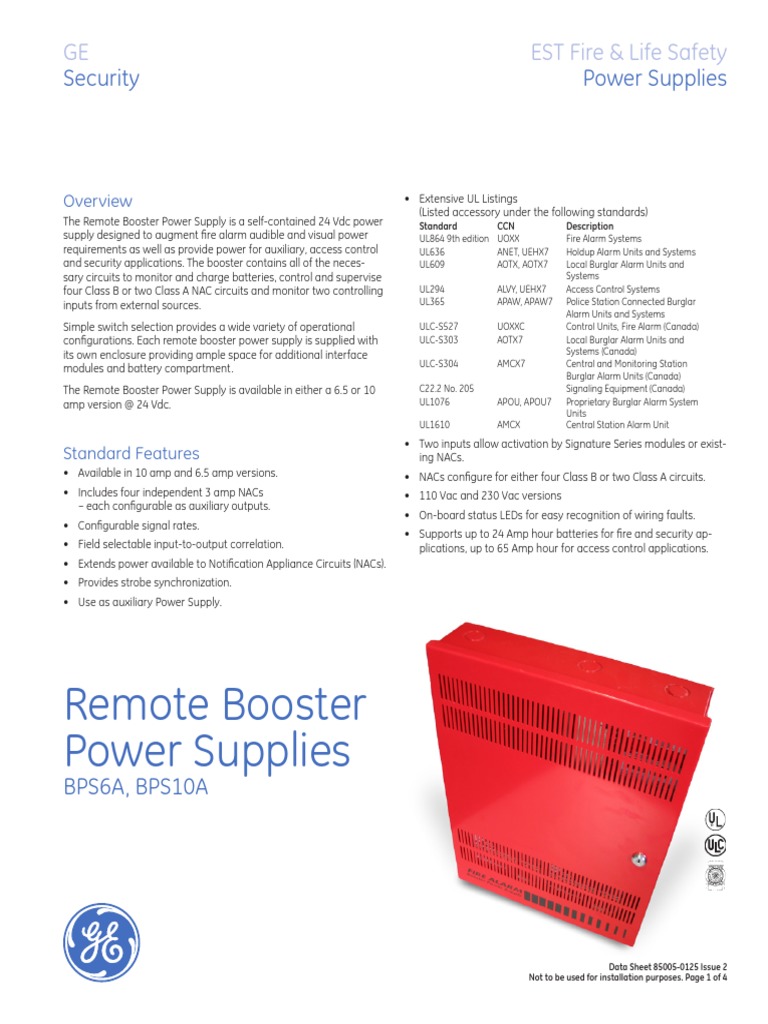 Remote Booster Power Supplies | PDF | Security Alarm | Amplifier