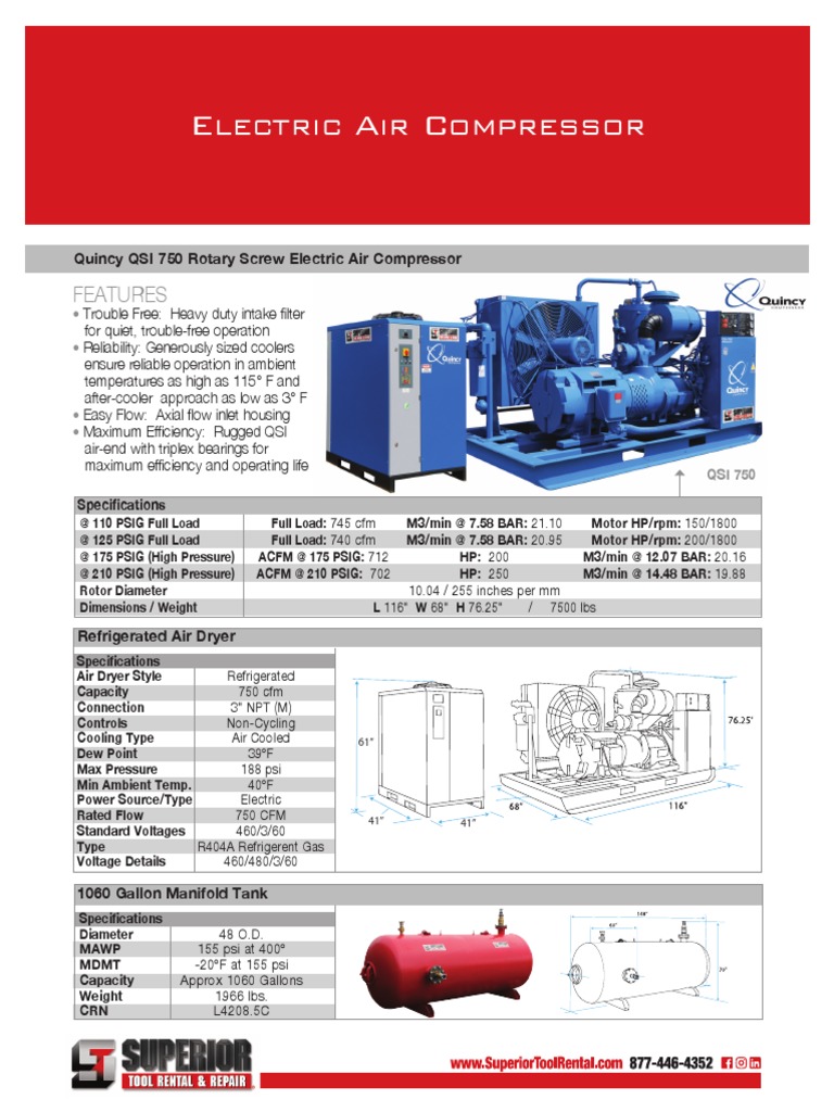 Quincy QSI 750 Electric Air Compressor | PDF