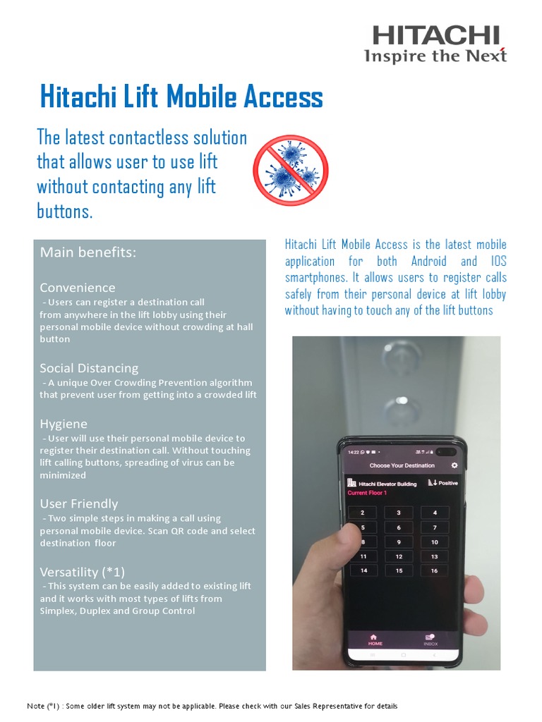 Hitachi Lift Mobile Access | PDF | Mobile App | Elevator