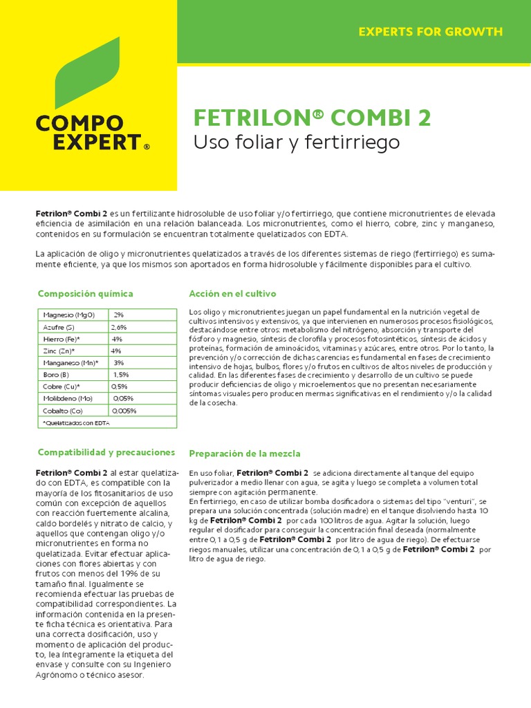 Fetrilon Combi 2 | PDF | Fertilizante | Molibdeno