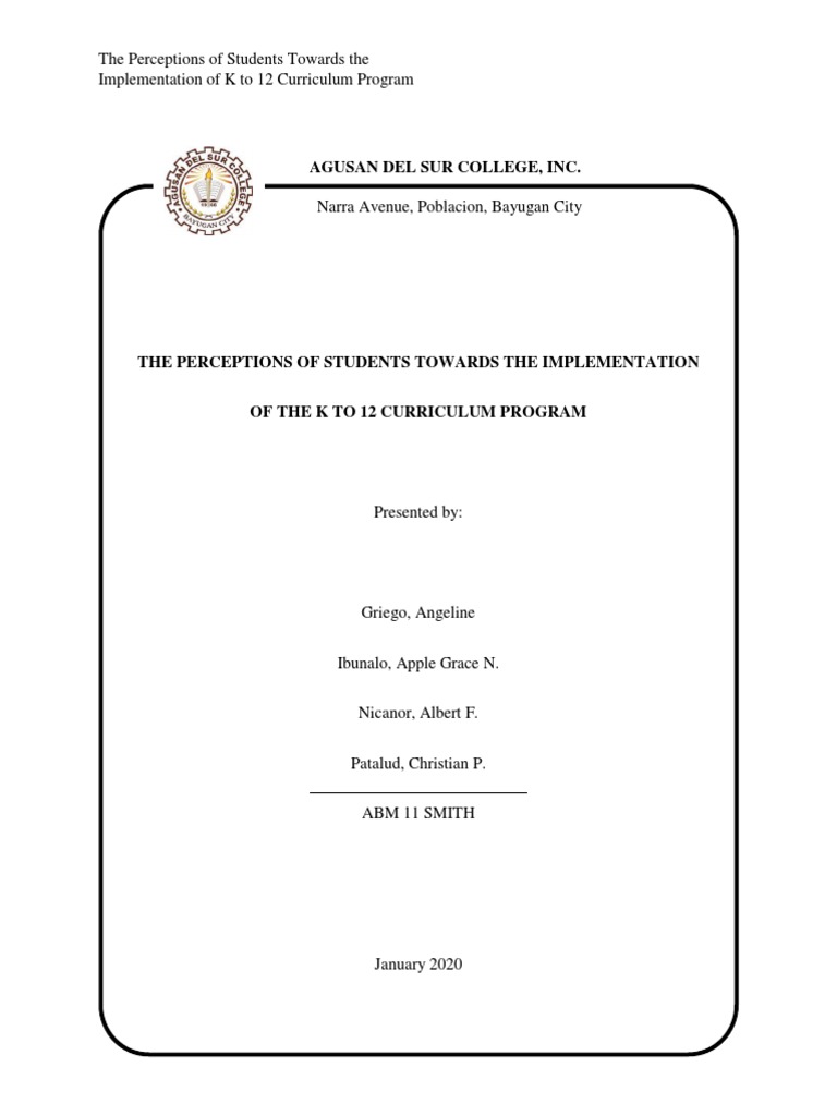 Student Perceptions of the K-12 Curriculum Program: Insights from ...