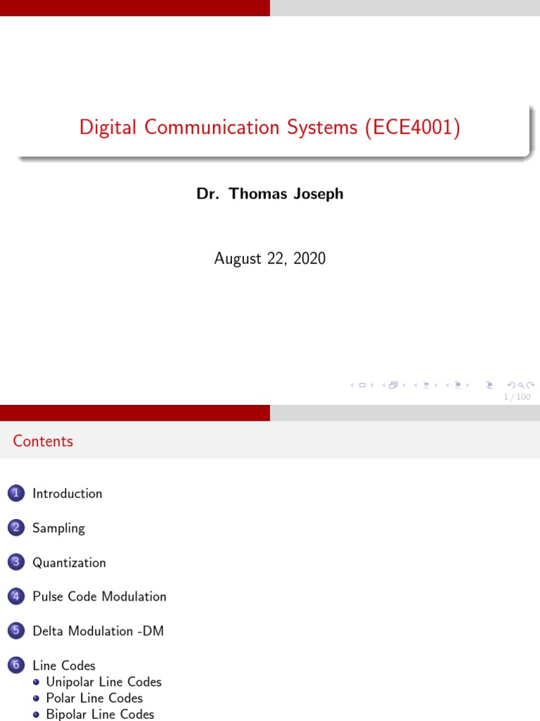 Digital Communication Systems (ECE4001) : Dr. Thomas Joseph | PDF | Sampling (Signal Processing ...