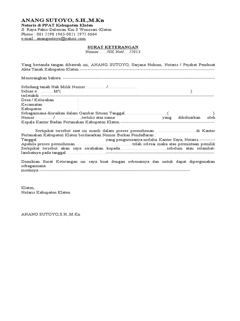 Covernote CONTOH Bagus | PDF