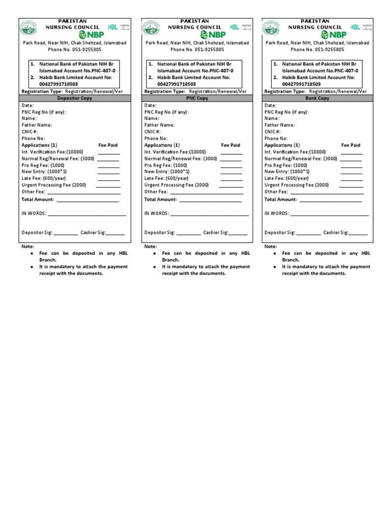 PNC Registration and Renewal Fee Form | PDF | Deposit Account | Receipt