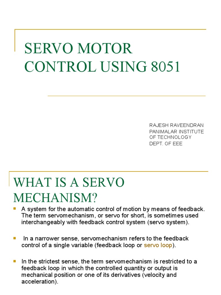 Servo Motor Control Using 8051 | PDF | Servomechanism | Control Engineering