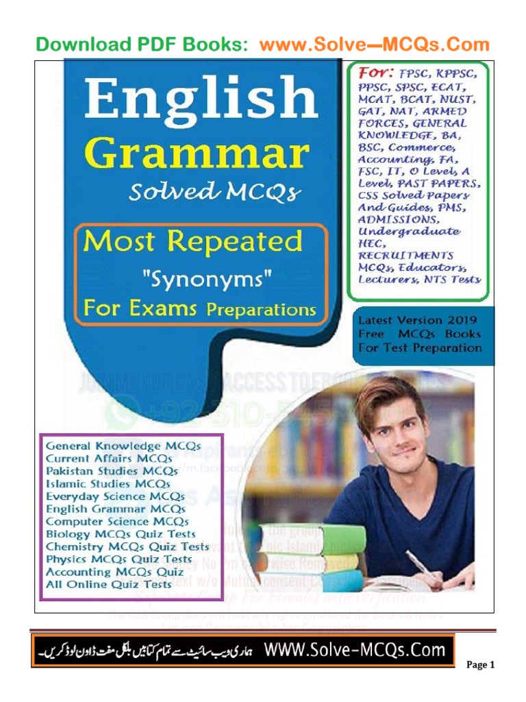 English Grammar MCQs PDF Book For Exams Preparations | PDF