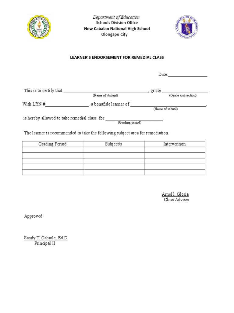 New Cabalan National High School: Department of Education | PDF ...