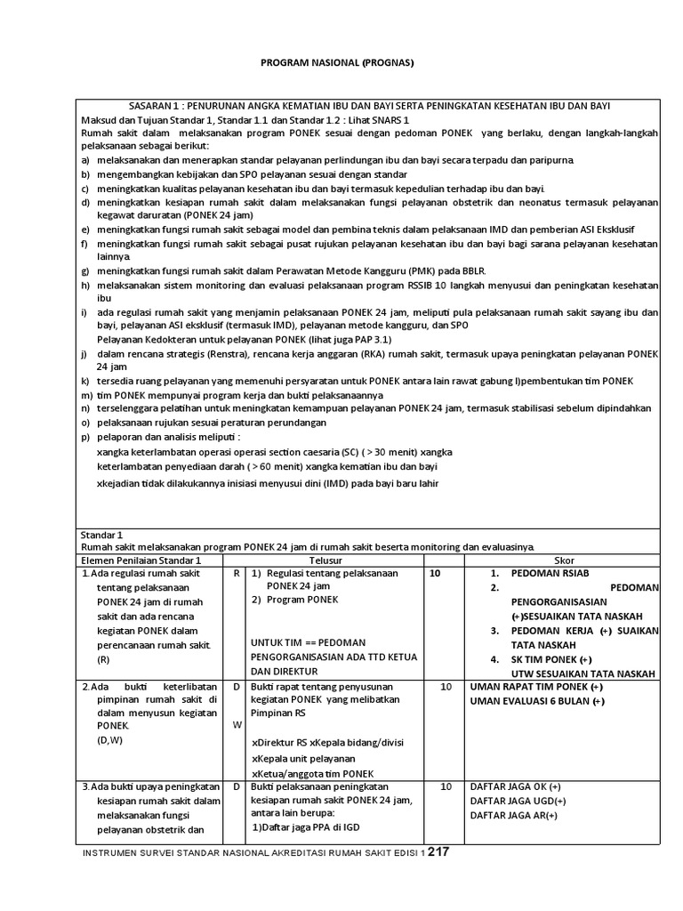 Instrumen Snars Prognas | PDF