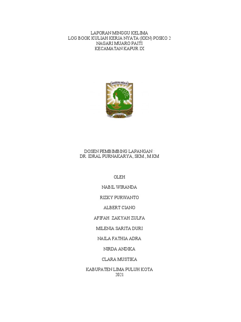 KKN Universitas Andalas: Logbook Posko 2 | PDF