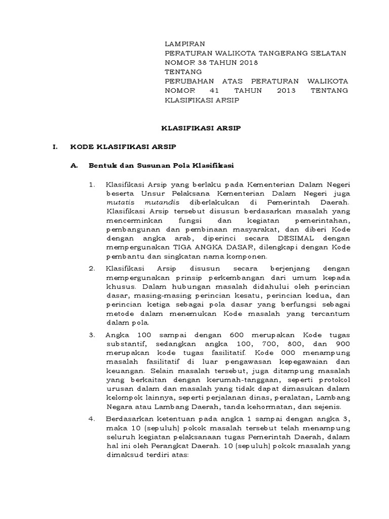 Kode Klasifikasi Arsip | PDF