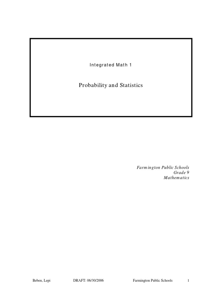 Probability and Statistics: Integrated Math 1 | PDF | Statistics ...