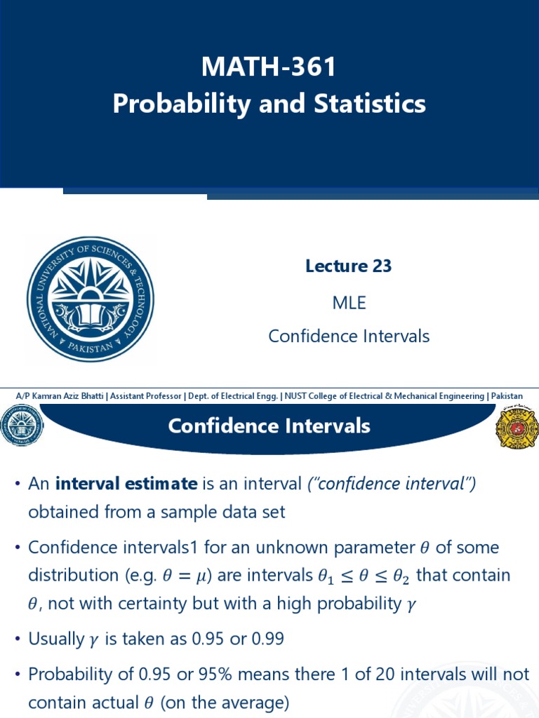 Week 12 - MLE, Confidence Intervals | PDF