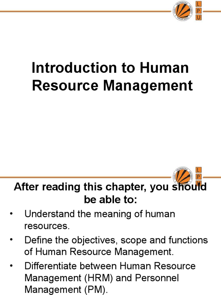 Introduction To Human Resource Management | PDF | Human Resource ...