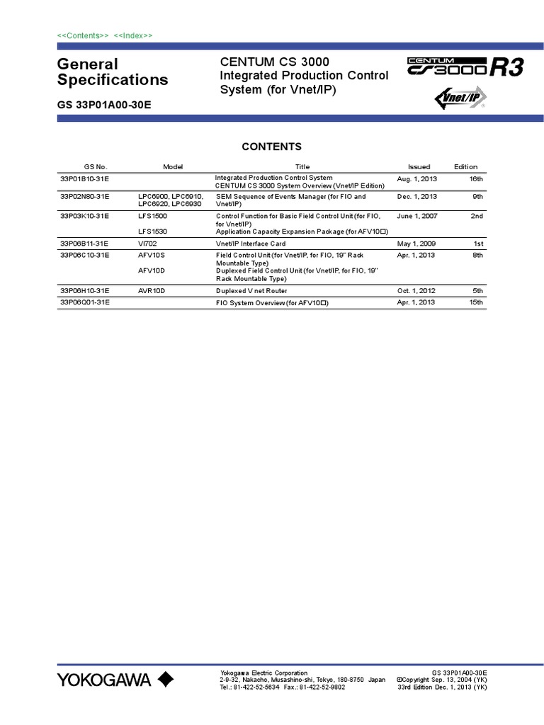 General Specifications: Centum Cs 3000 Integrated Production Control ...
