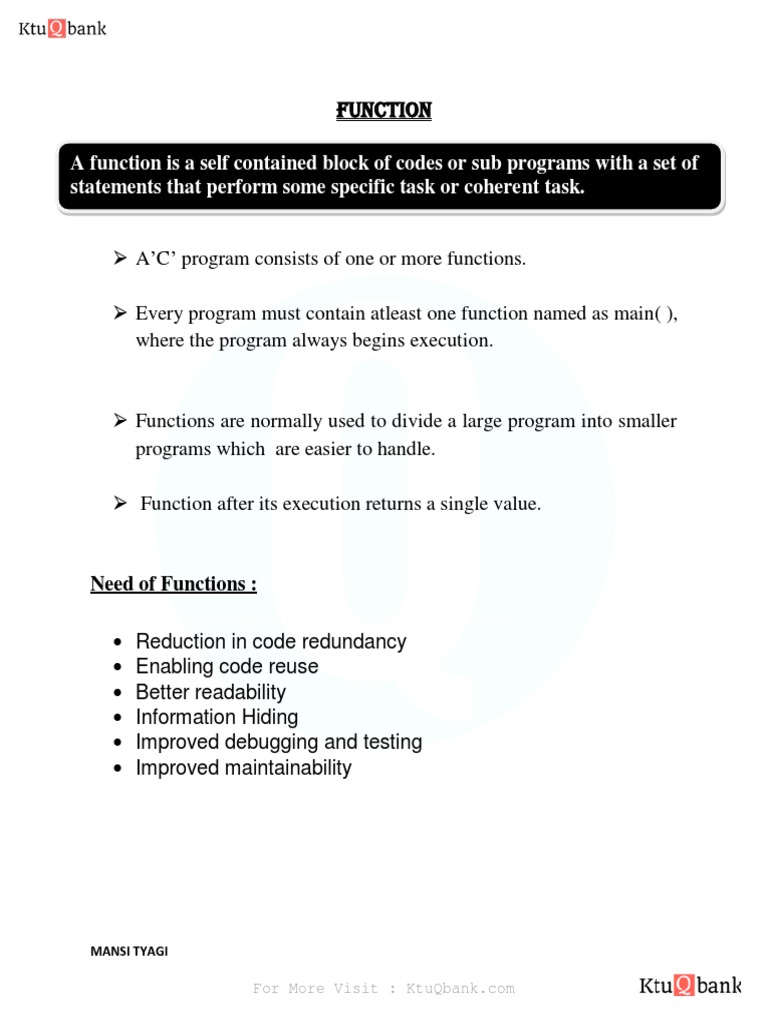 Module 4-Modular Programming in C | PDF | Parameter (Computer ...